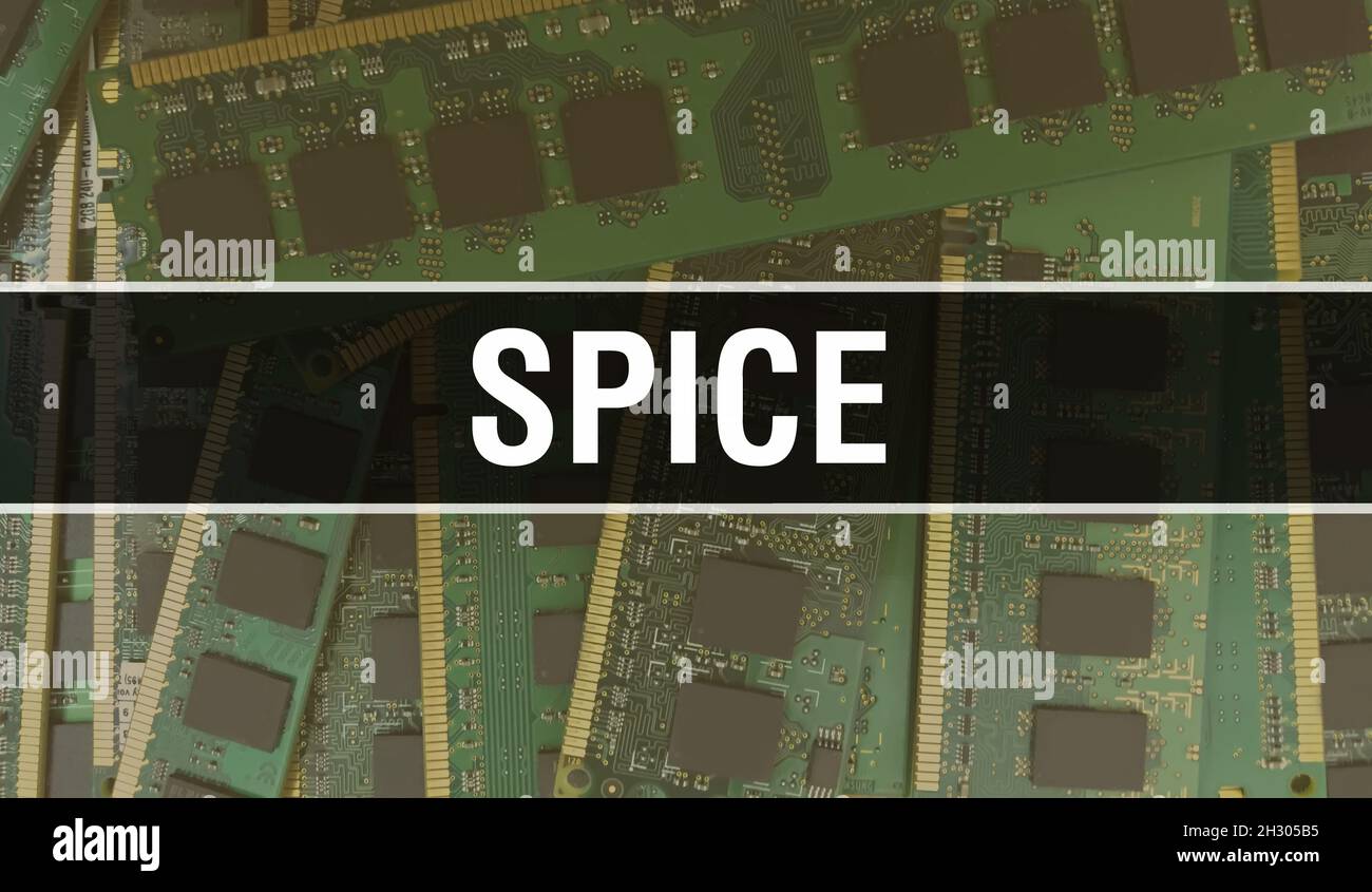 SPICE concept with Electronic Integrated Circuit on circuit board ...