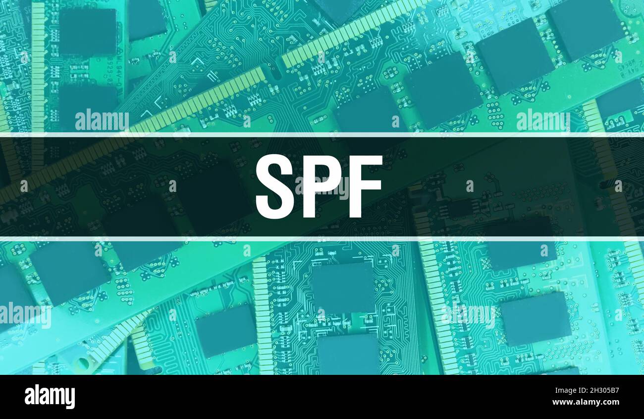 SPF concept illustration using Computer Chip in Circuit Board. SPF ...