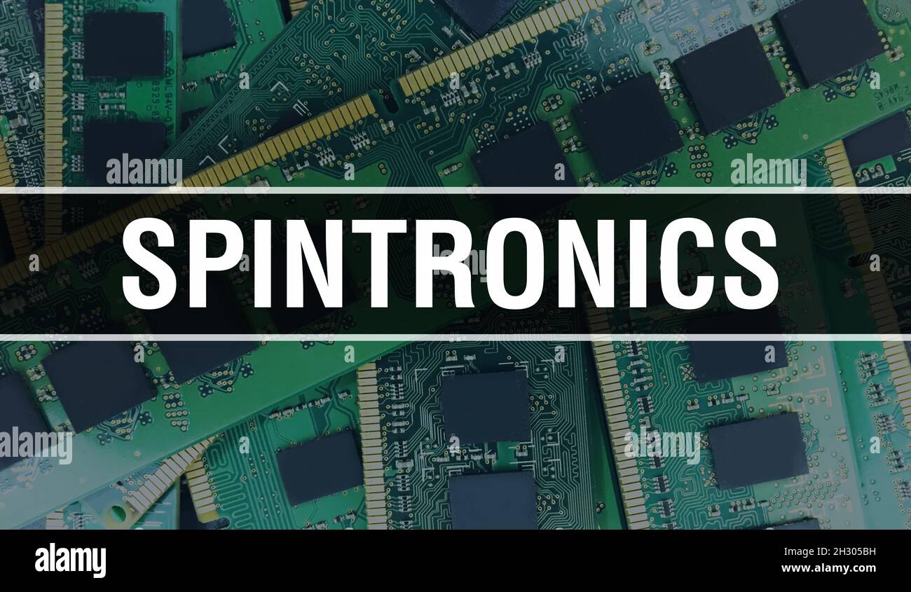 Spintronics concept illustration using Computer Chip in Circuit Board ...