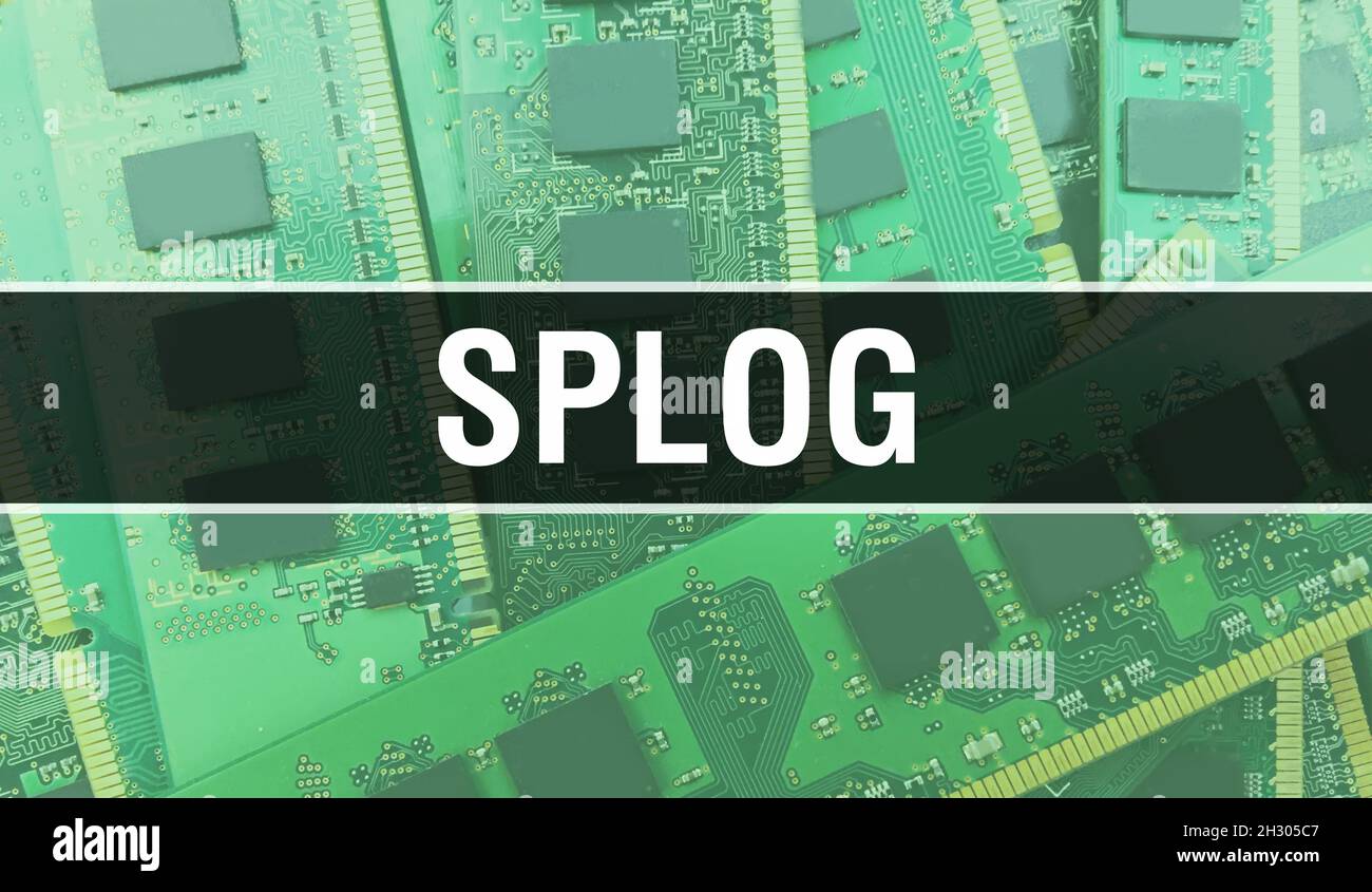 Splog concept with Computer motherboard. Splog text written on ...