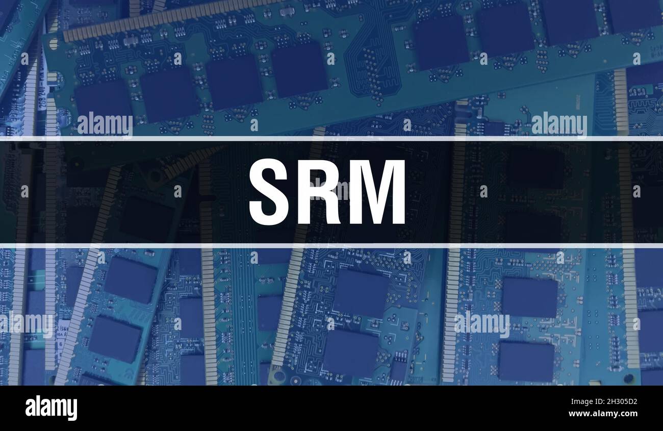 SRM concept with Electronic Integrated Circuit on circuit board. SRM with Computer Chip in ...