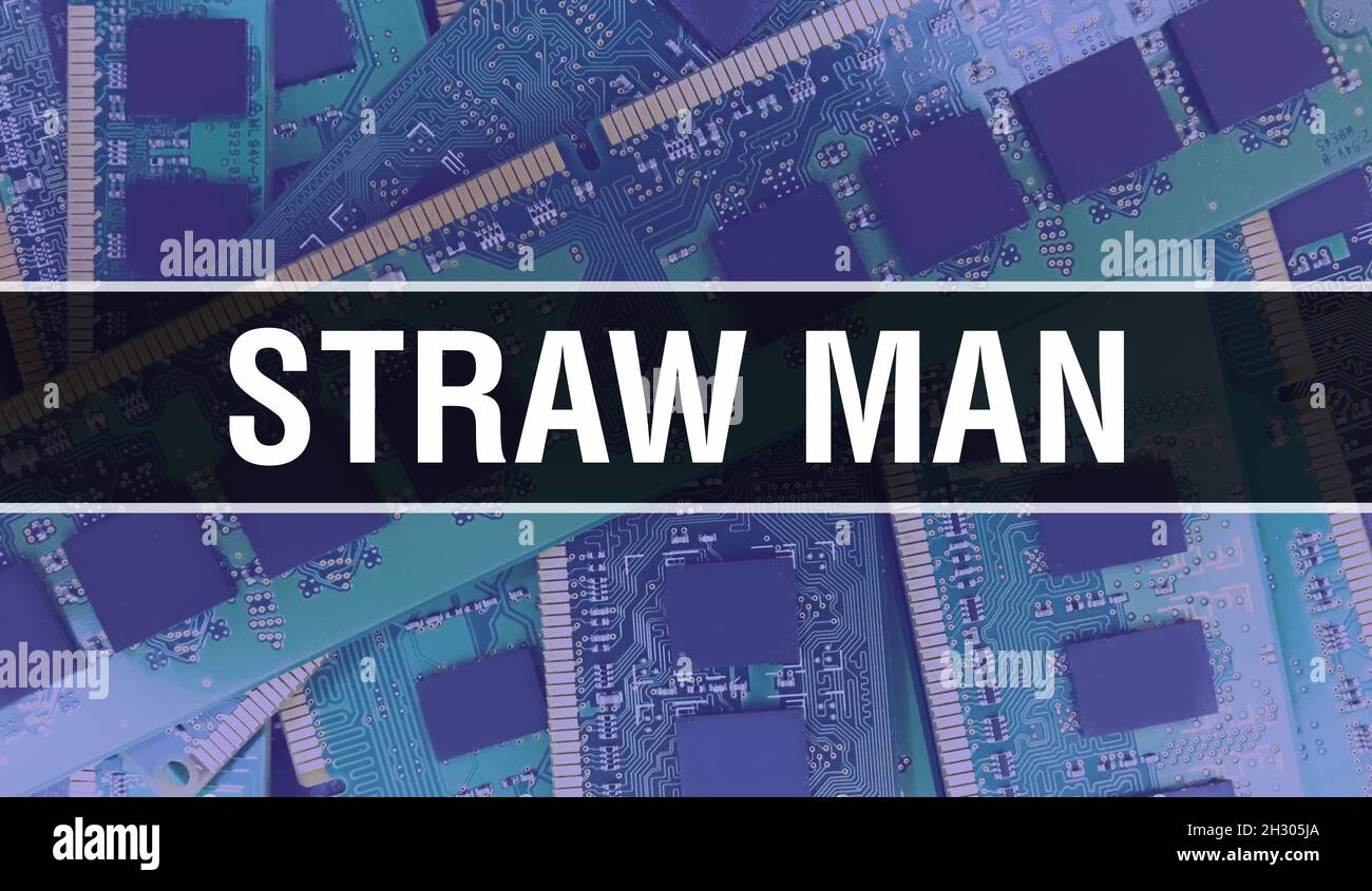 Straw Man concept with Electronic Integrated Circuit on circuit board ...