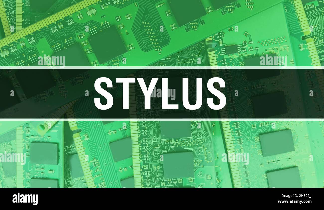 Stylus with Technology Motherboard Digital. Stylus and Computer Circuit ...