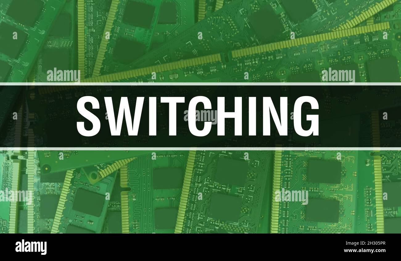 Switching concept illustration using Computer Chip in Circuit Board ...