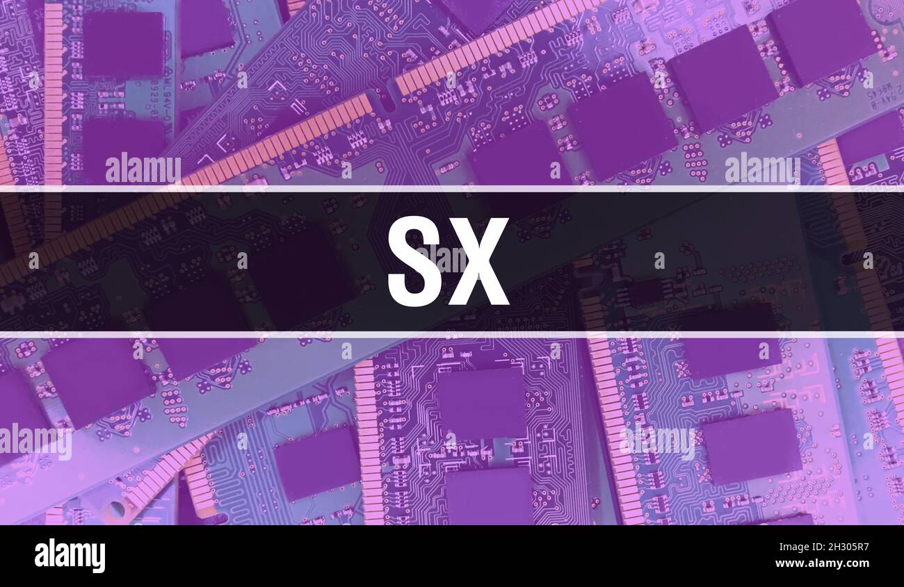 SX concept with Electronic Integrated Circuit on circuit board. SX with ...