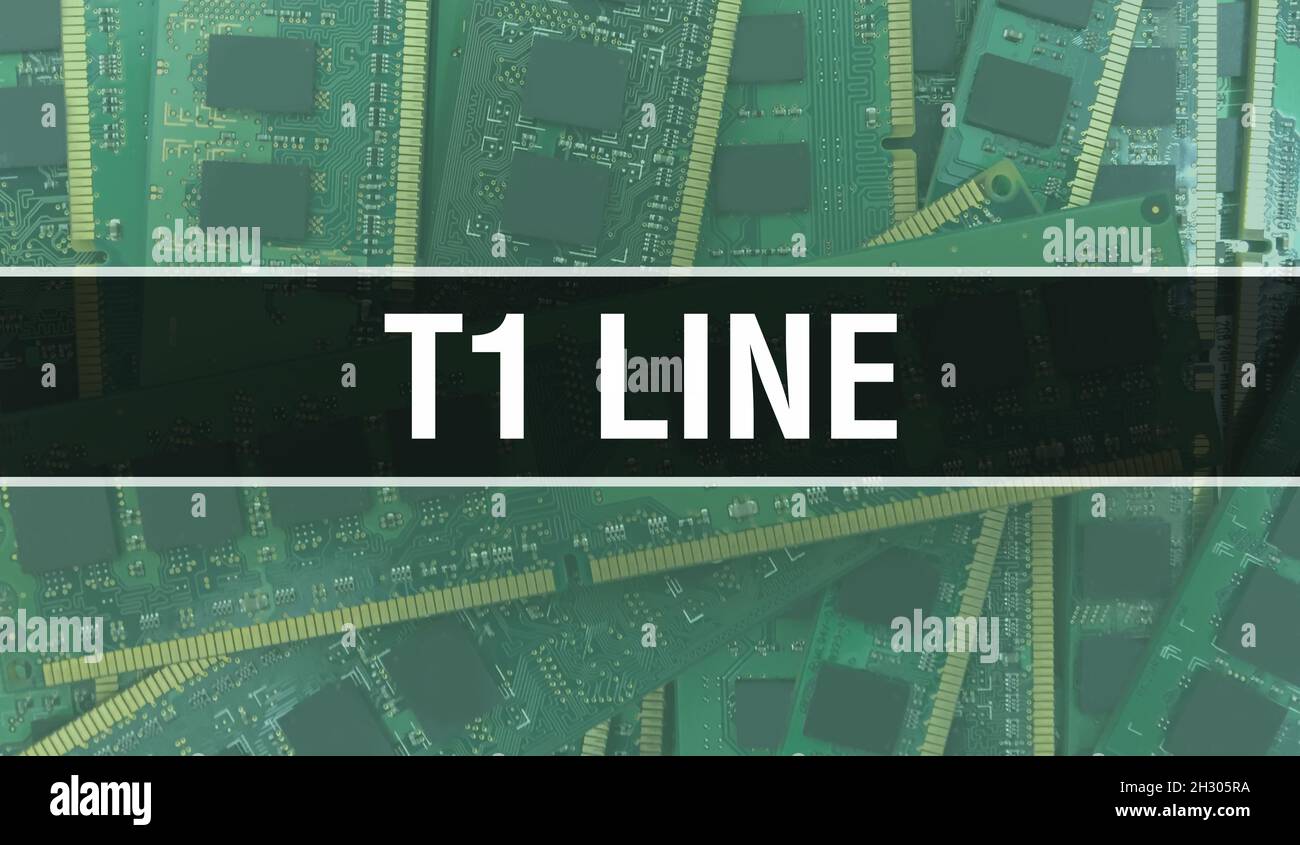 T1 Line with Electronic Computer Hardware technology background ...