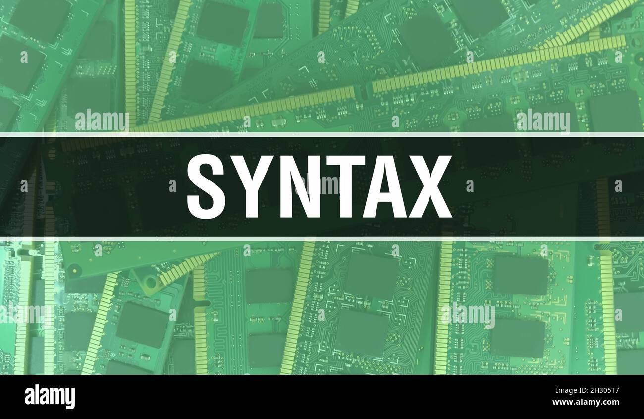 Syntax concept illustration using Computer Chip in Circuit Board ...