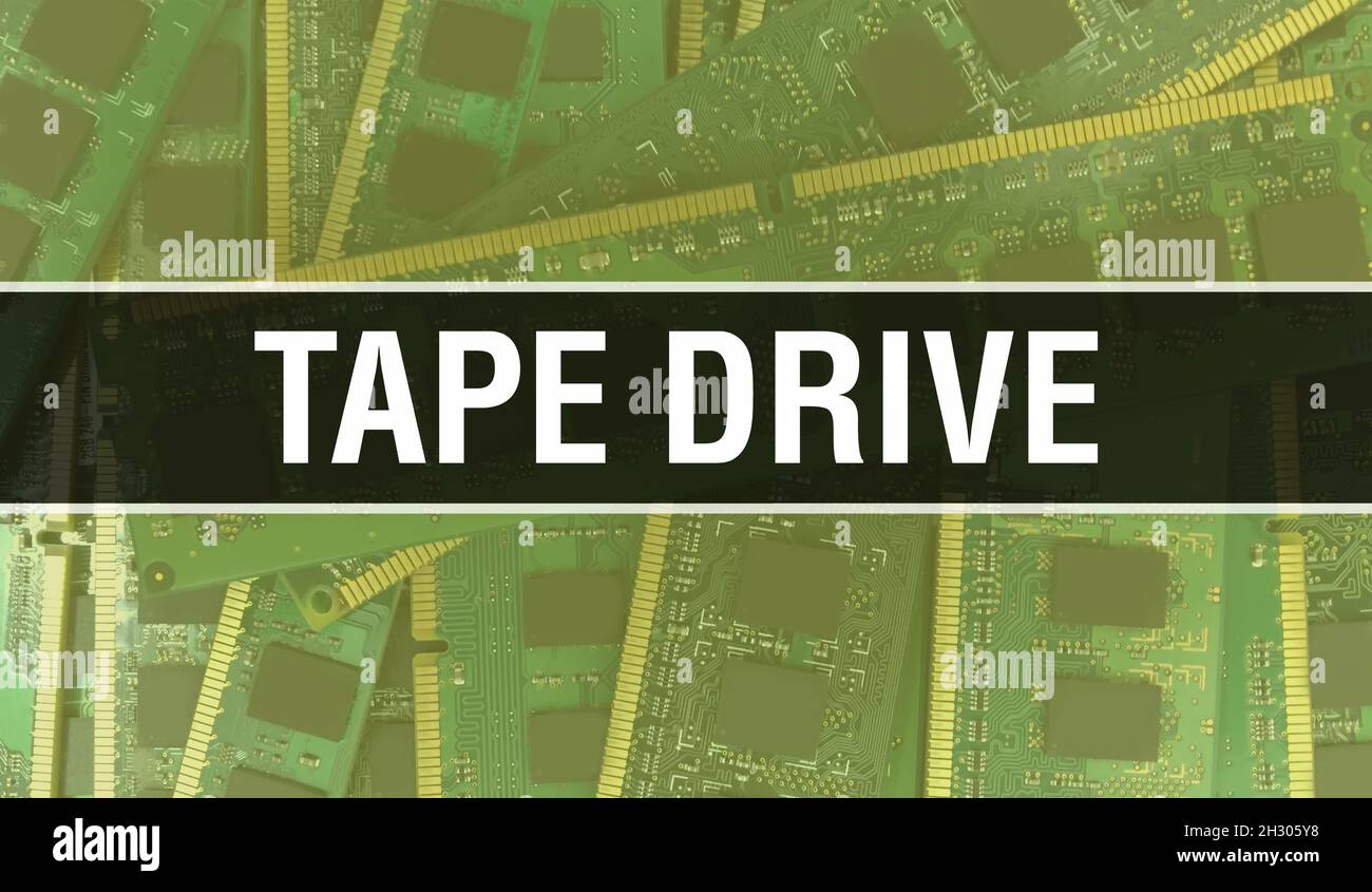 Tape Drive concept illustration using Computer Chip in Circuit Board ...