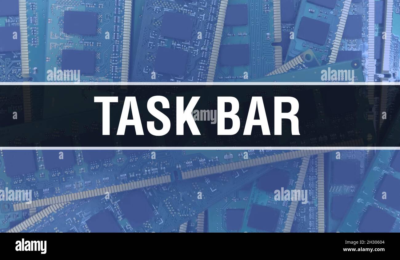 Task Bar with Electronic Computer Hardware technology background ...