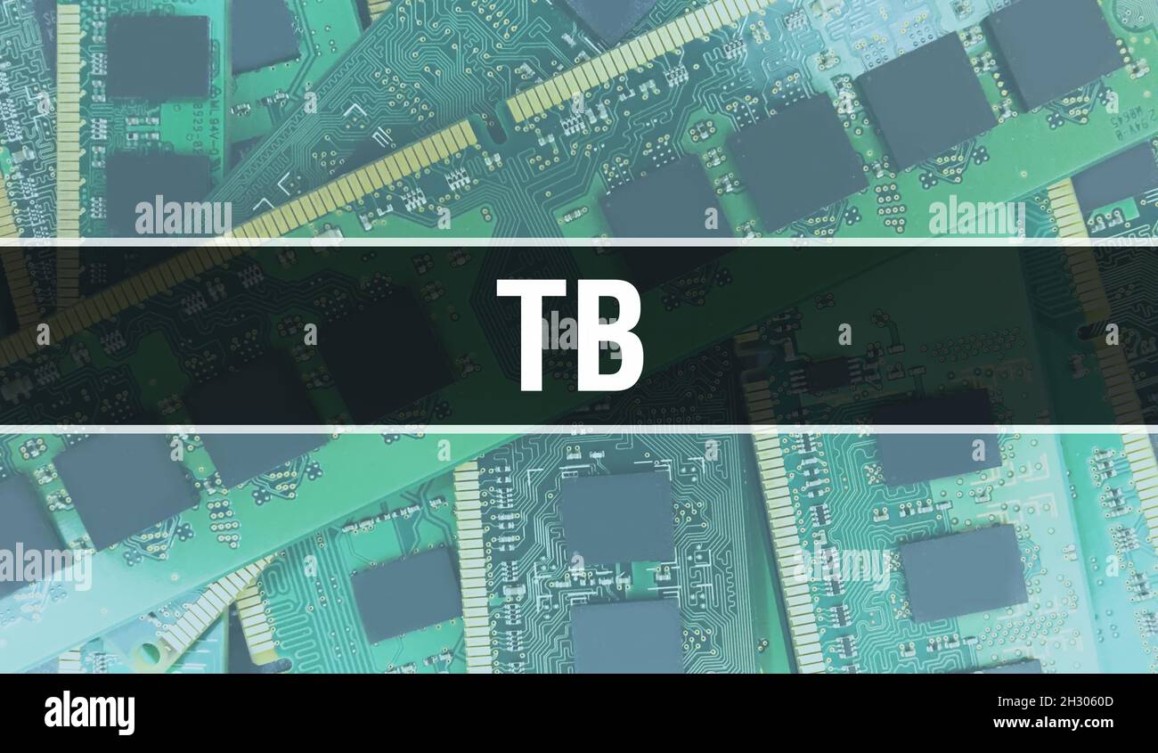 TB concept with Electronic Integrated Circuit on circuit board. TB with Computer Chip in Circuit ...