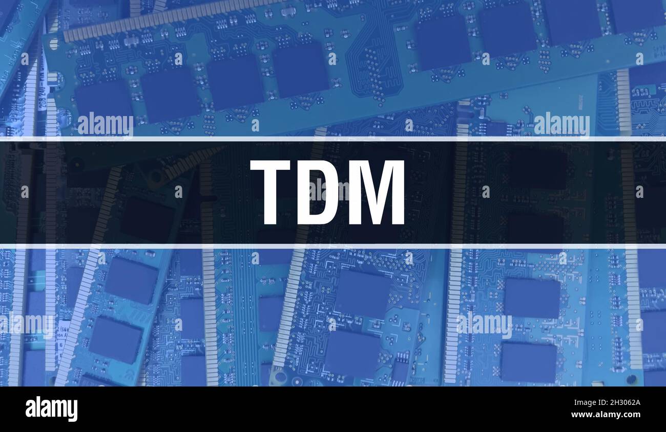 TDM concept with Computer motherboard. TDM text written on Technology ...