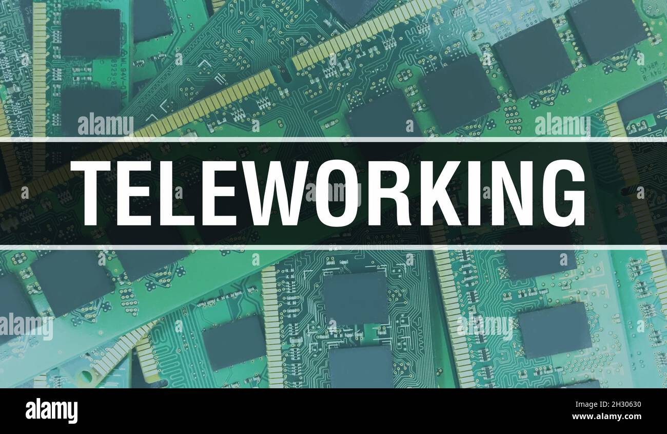 Teleworking concept with Electronic Integrated Circuit on circuit board ...