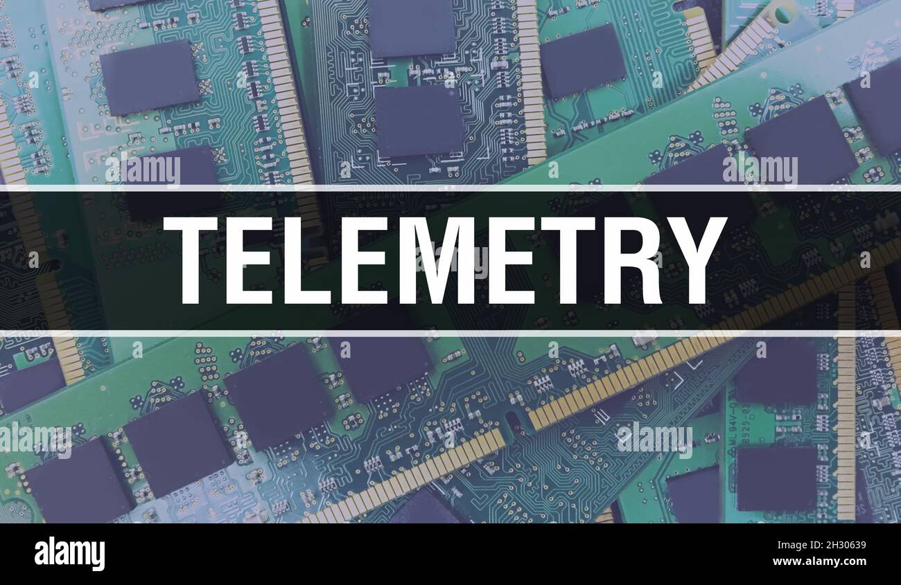 Telemetry text written on Circuit Board Electronic abstract technology ...