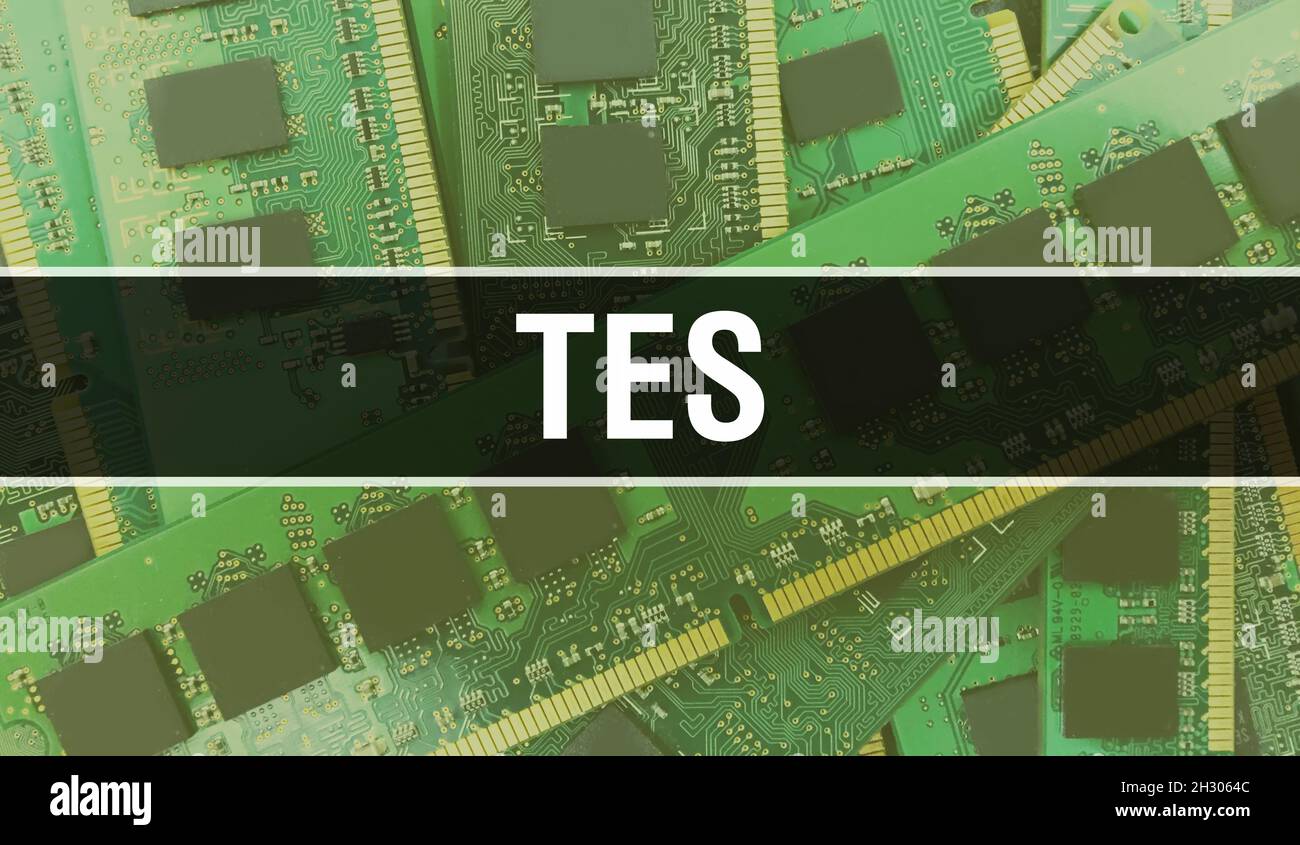 TES text written on Circuit Board Electronic abstract technology ...