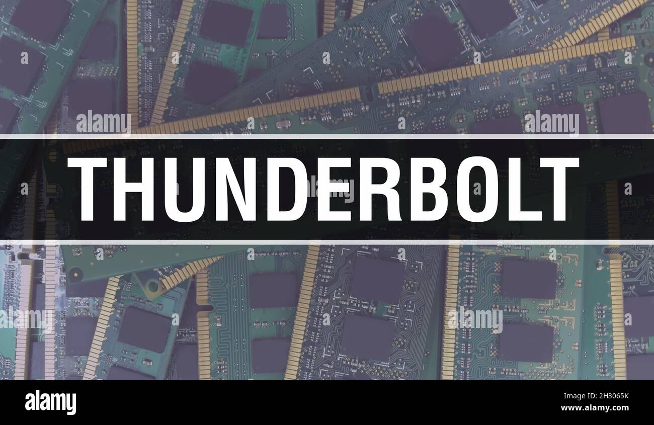 Thunderbolt concept illustration using Computer Chip in Circuit Board ...