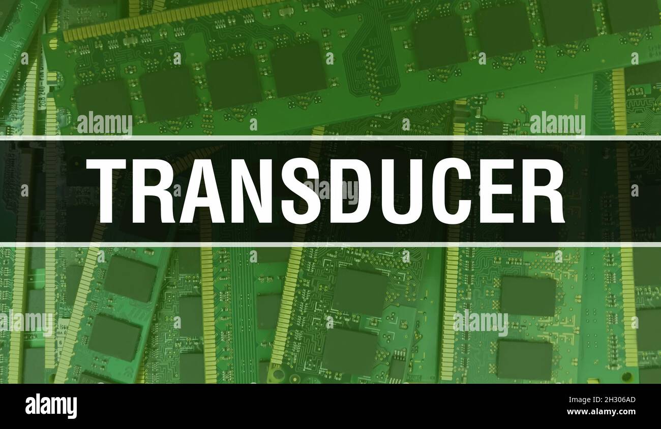 Transducer concept with Computer motherboard. Transducer text written ...