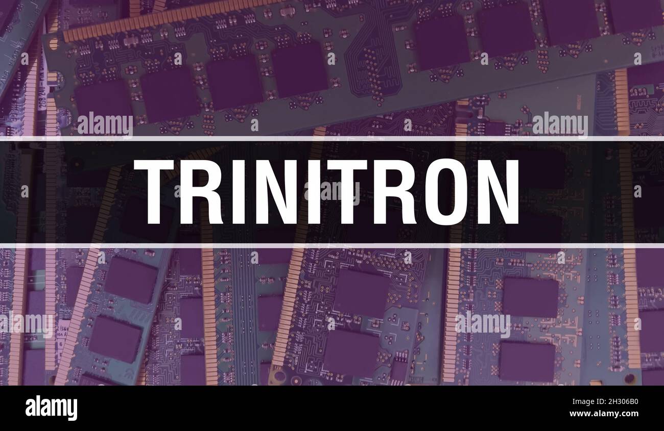 Trinitron concept with Computer motherboard. Trinitron text written on ...