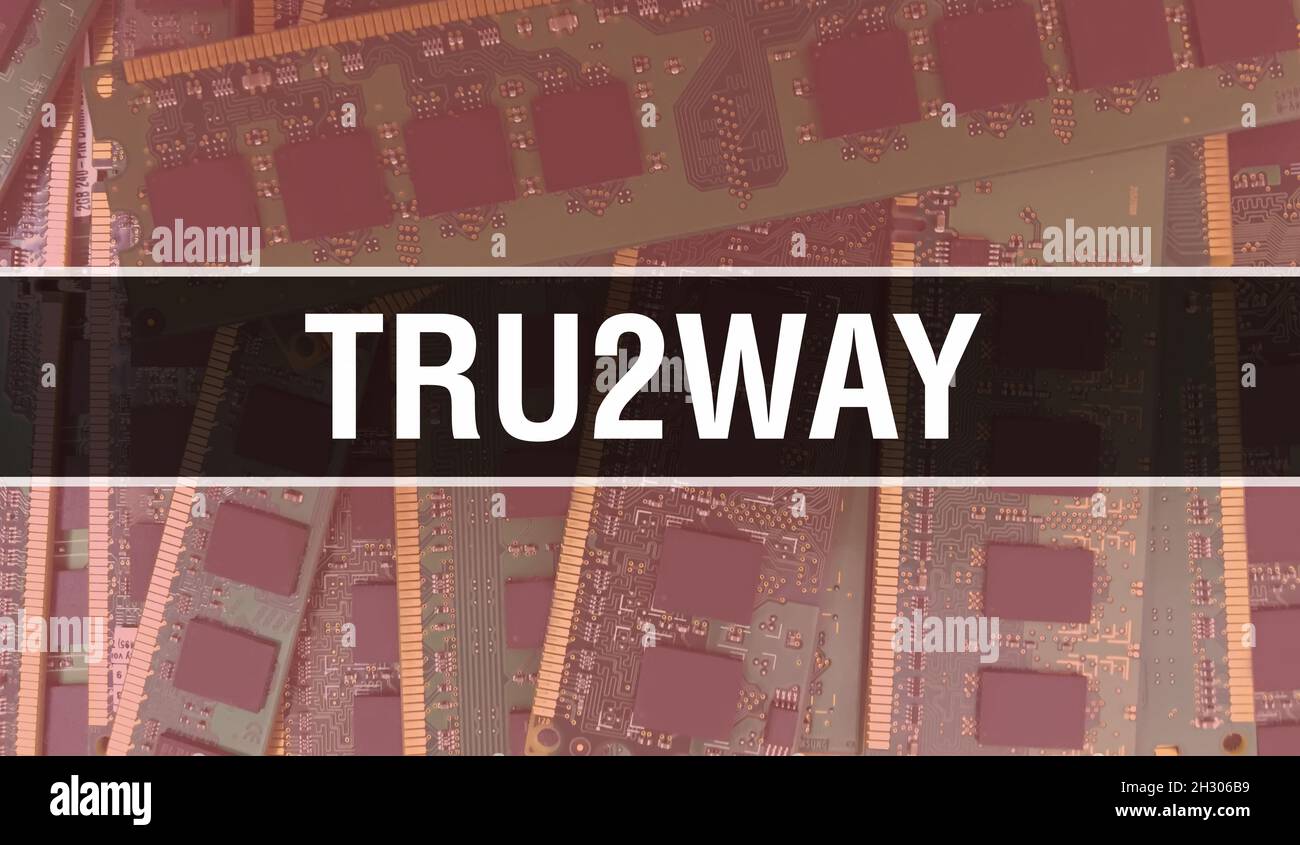 Tru2way concept with Computer motherboard. Tru2way text written on ...