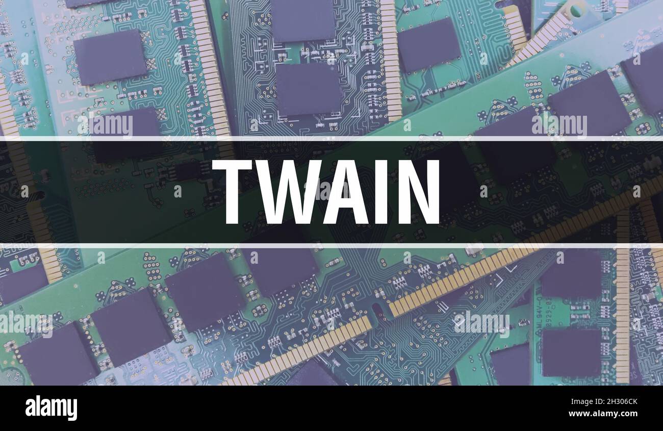 TWAIN text written on Circuit Board Electronic abstract technology ...