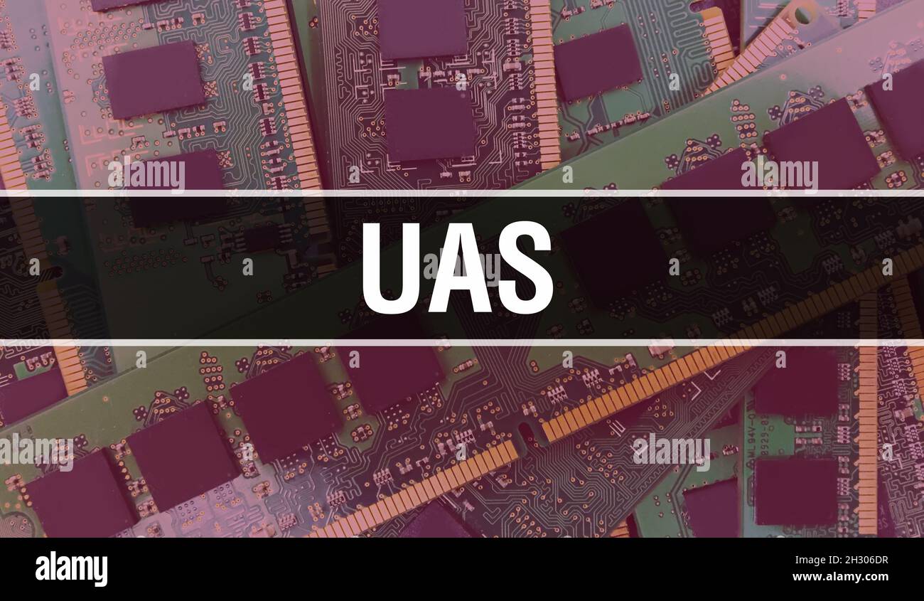 UAS text written on Circuit Board Electronic abstract technology ...