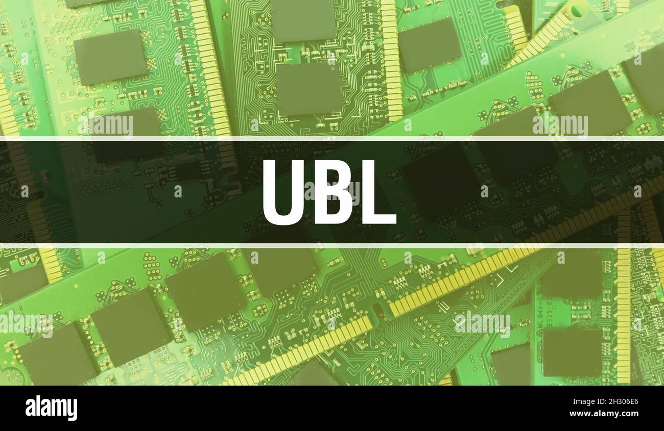 UBL text written on Circuit Board Electronic abstract technology ...