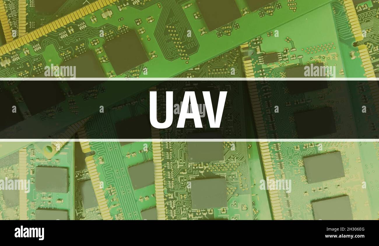 UAV with Technology Motherboard Digital. UAV and Computer Circuit Board ...