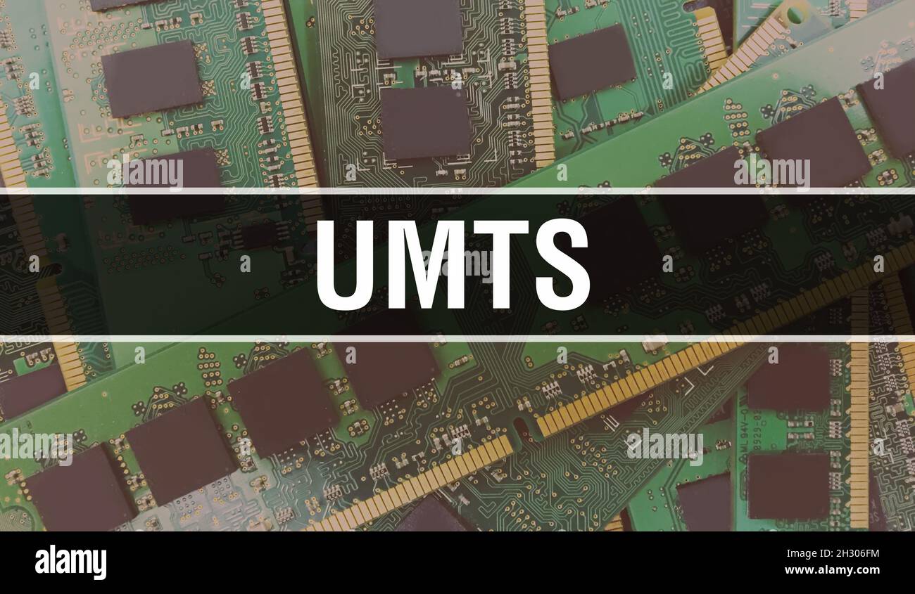 UMTS text written on Circuit Board Electronic abstract technology ...
