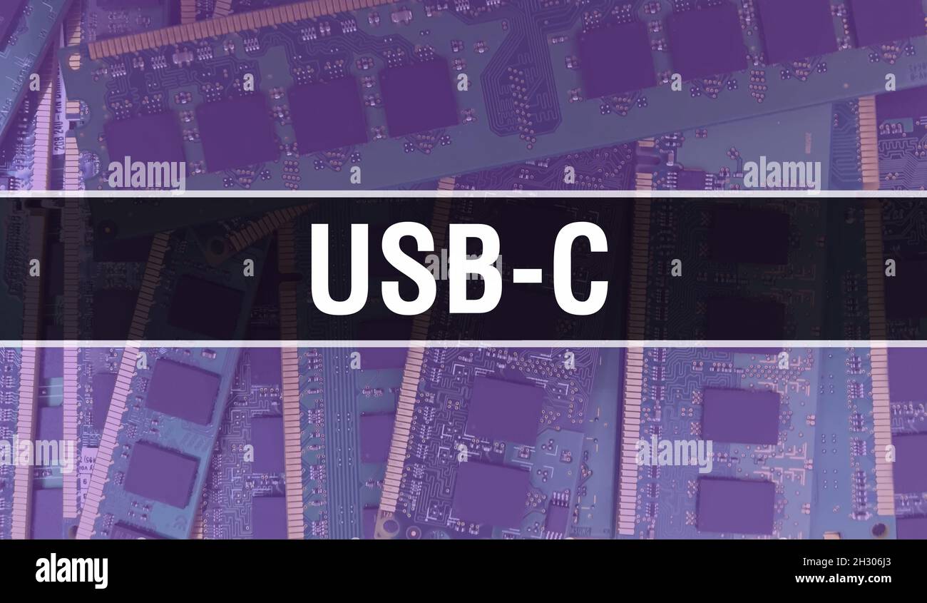 USB-C concept with Electronic Integrated Circuit on circuit board. USB ...
