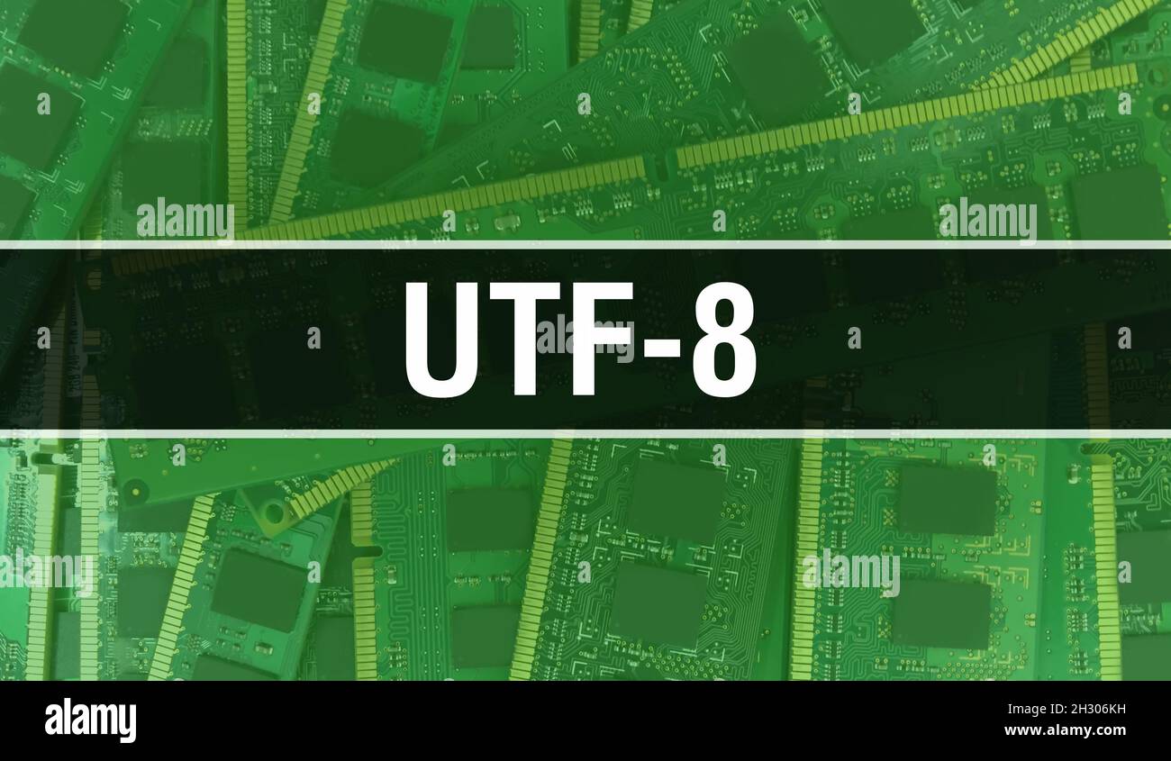 UTF-8 with Technology Motherboard Digital. UTF-8 and Computer Circuit Board Electronic Computer ...