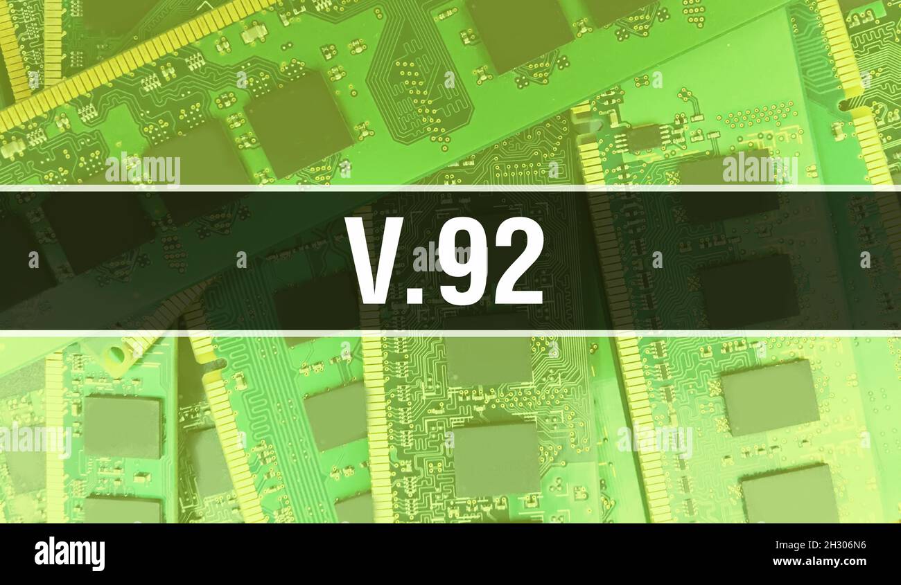 V.92 text written on Circuit Board Electronic abstract technology ...