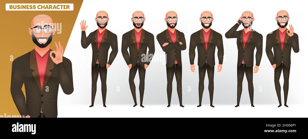 Cartoon illustration boss waving smiling hi-res stock photography and ...