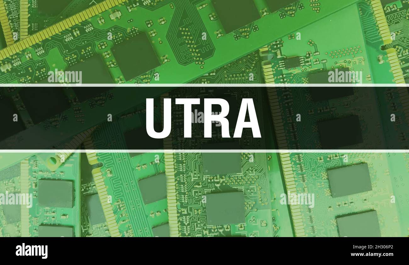 UTRA text written on Circuit Board Electronic abstract technology ...