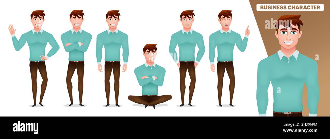 Business sales man vector set. Businessman character in friendly and ...