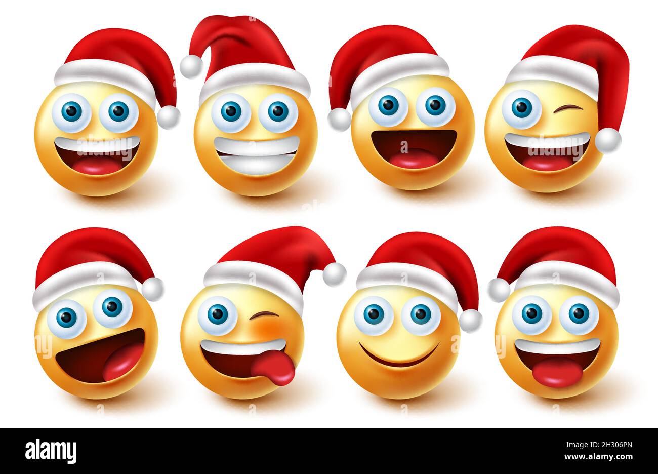 Smiley santa characters vector set. Santa claus christmas emoji ...
