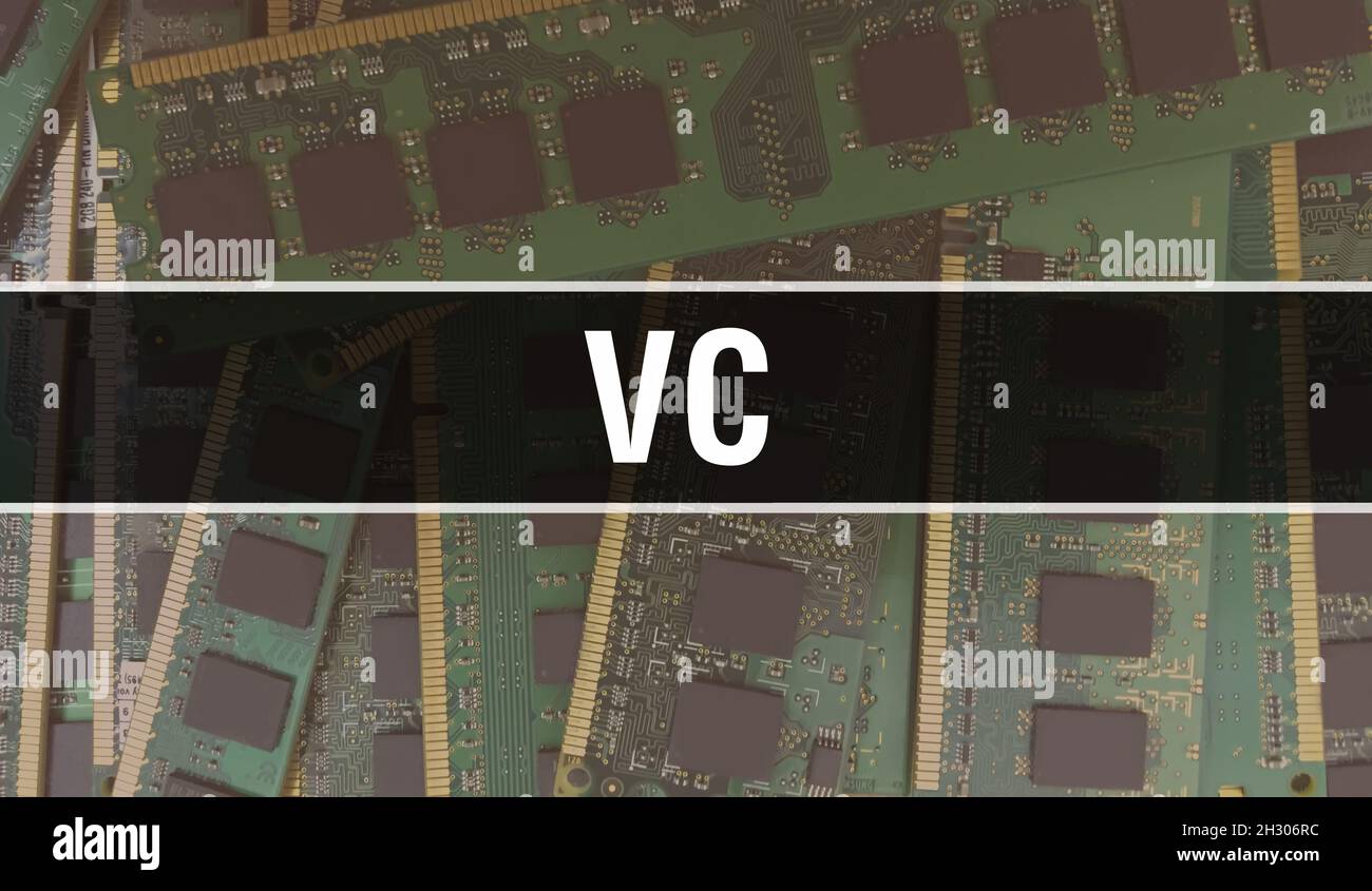 VC concept with Electronic Integrated Circuit on circuit board. VC with ...