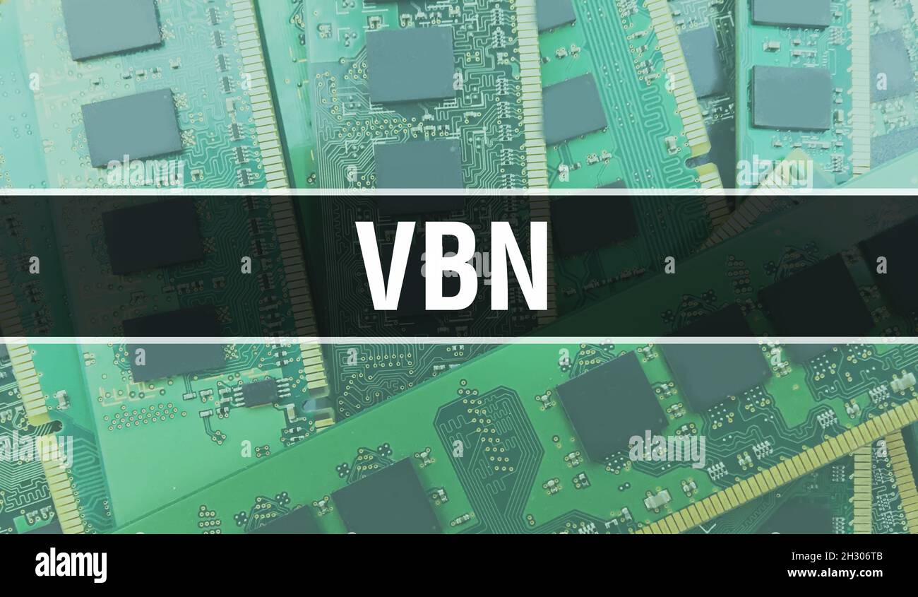 VBN concept with Computer motherboard. VBN text written on Technology Motherboard Digital ...