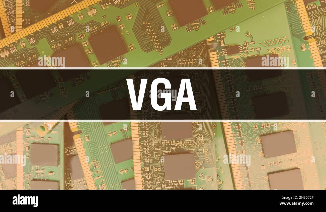 VGA text written on Circuit Board Electronic abstract technology ...