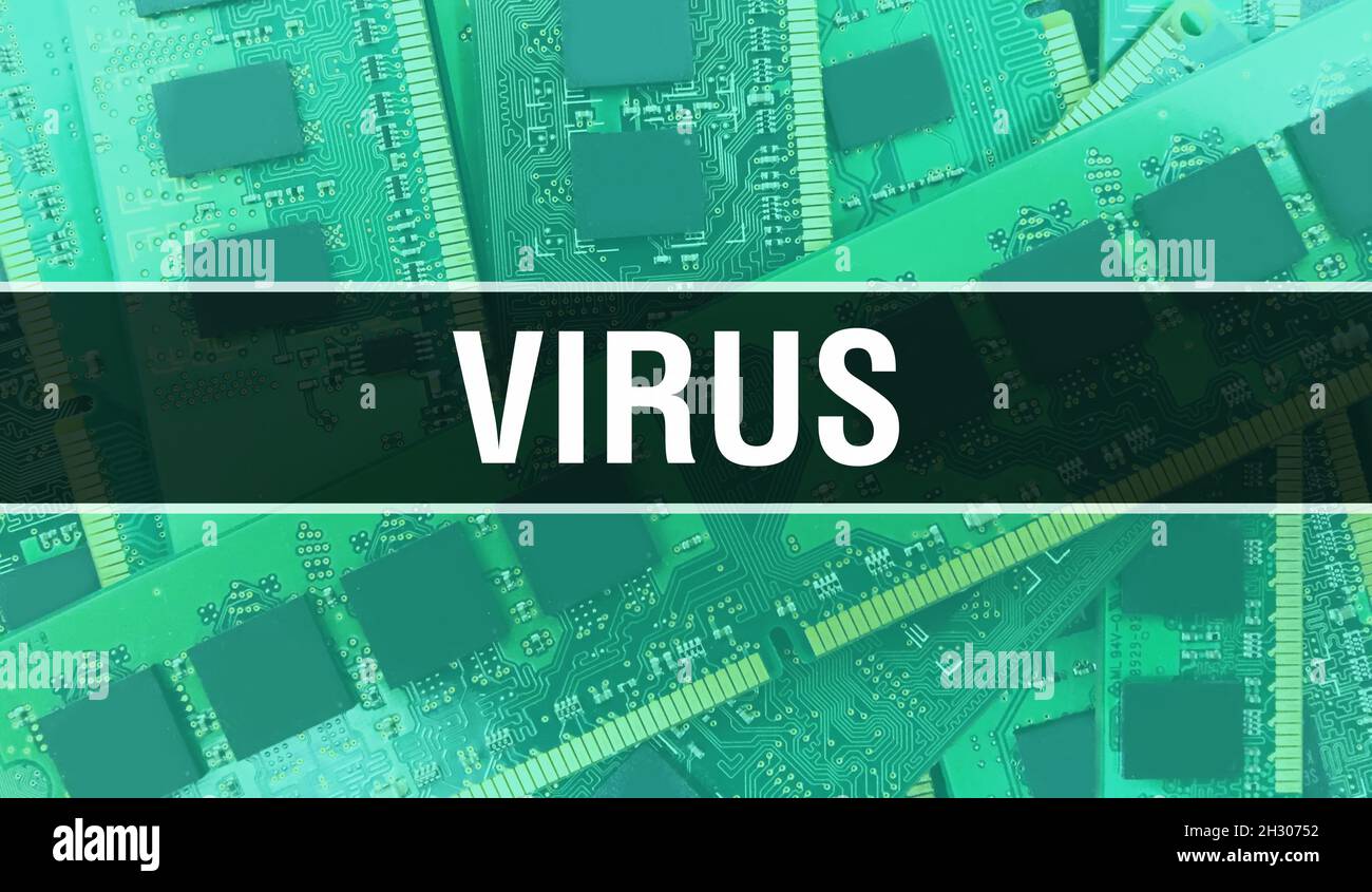 Virus with Electronic Computer Hardware technology background. Abstract ...