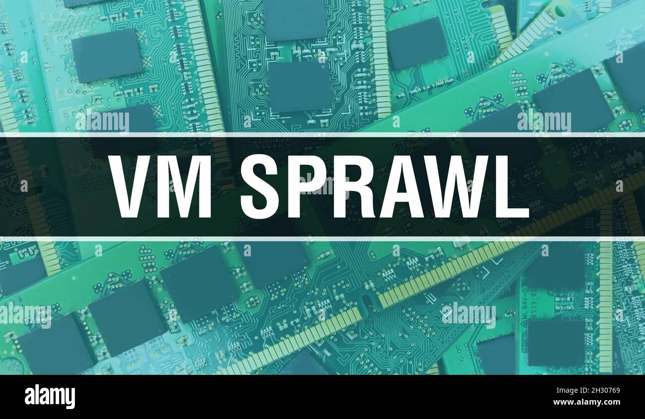 VM Sprawl with Electronic Computer Hardware technology background. Abstract background with ...