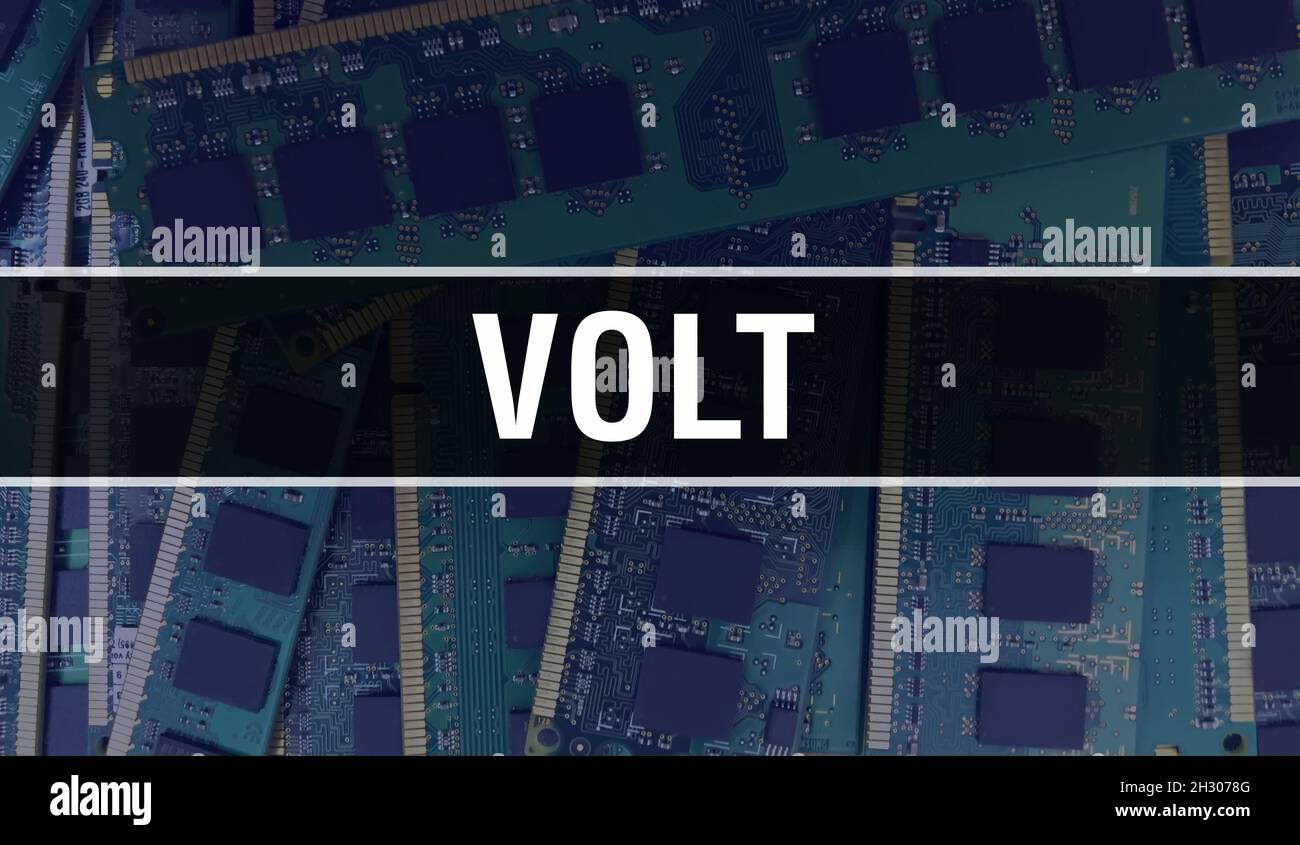 Volt concept with Electronic Integrated Circuit on circuit board. Volt ...