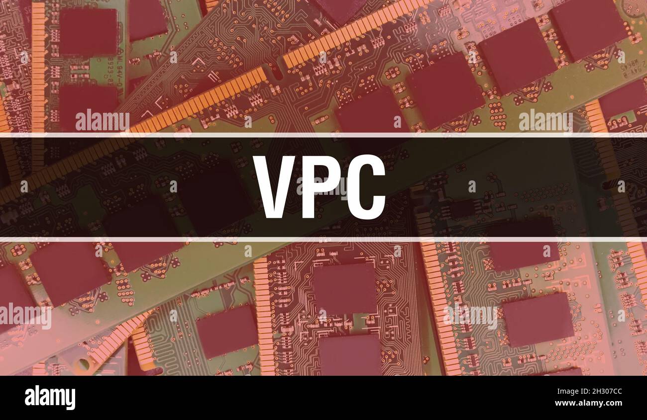 VPC concept illustration using Computer Chip in Circuit Board. VPC ...