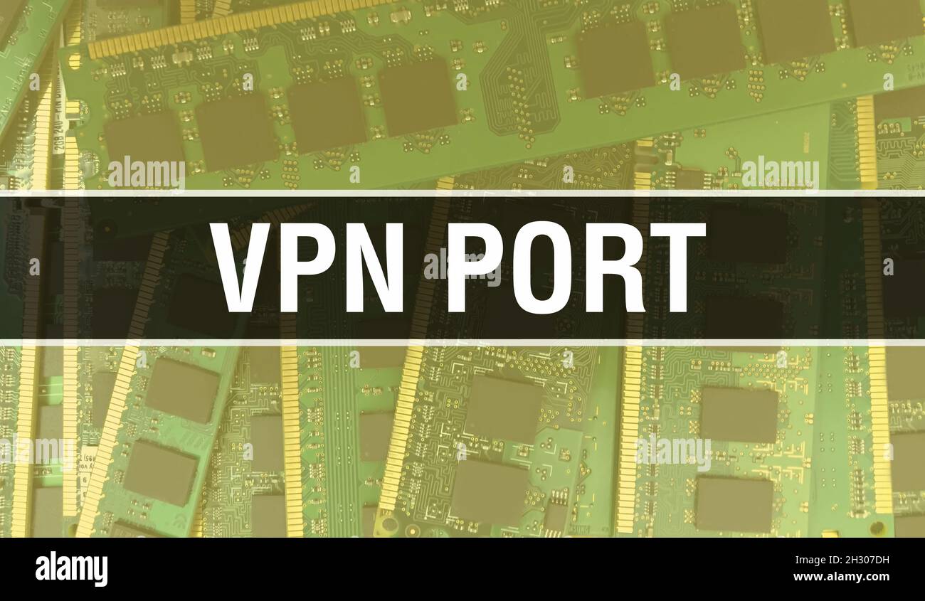 VPN Port concept with Electronic Integrated Circuit on circuit board ...