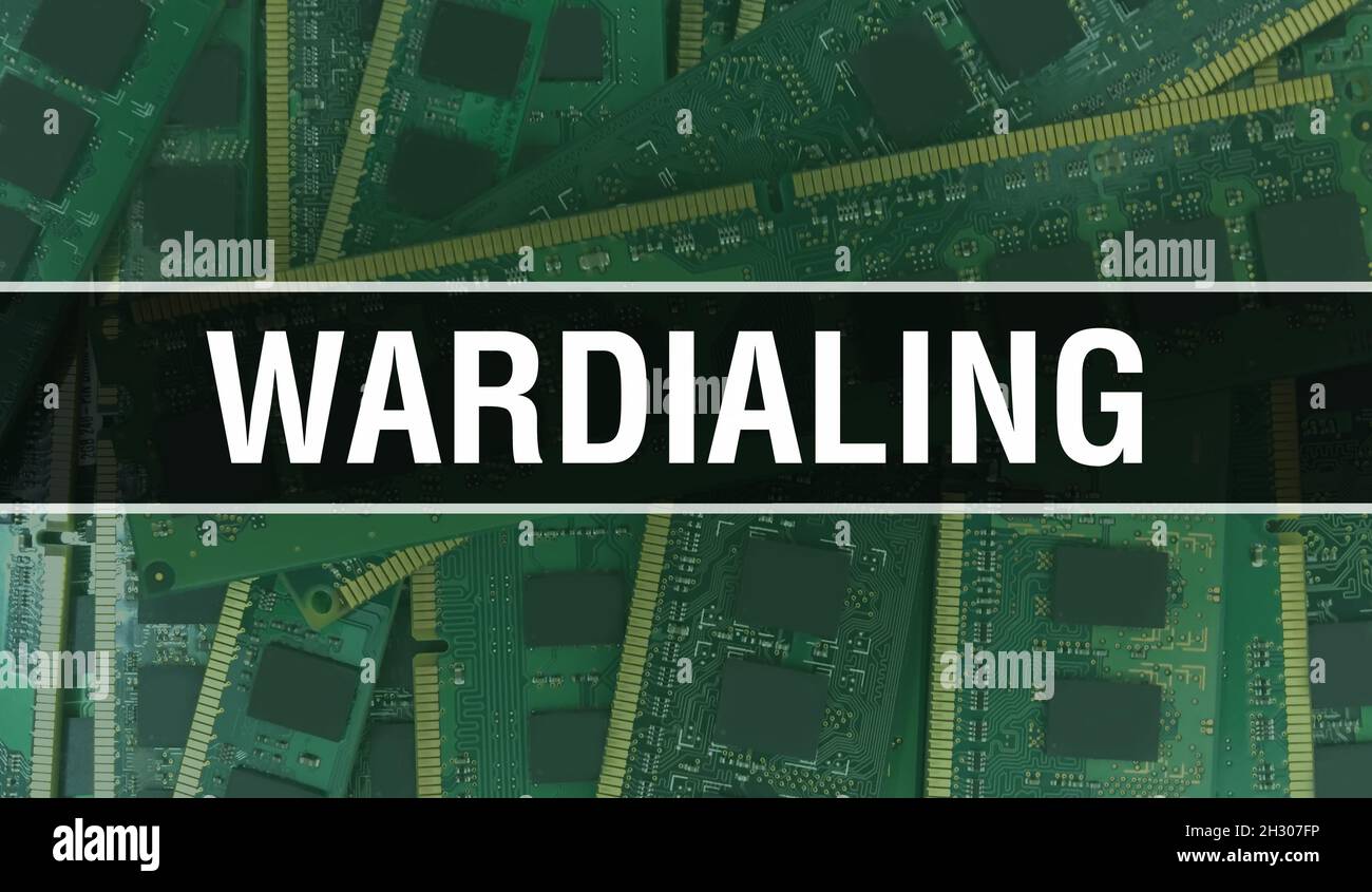 Wardialing concept with Computer motherboard. Wardialing text written ...
