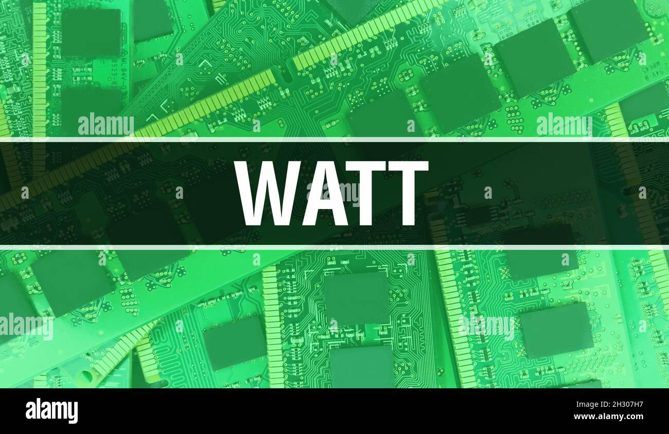 Watt with Electronic components on integrated circuit board Background ...