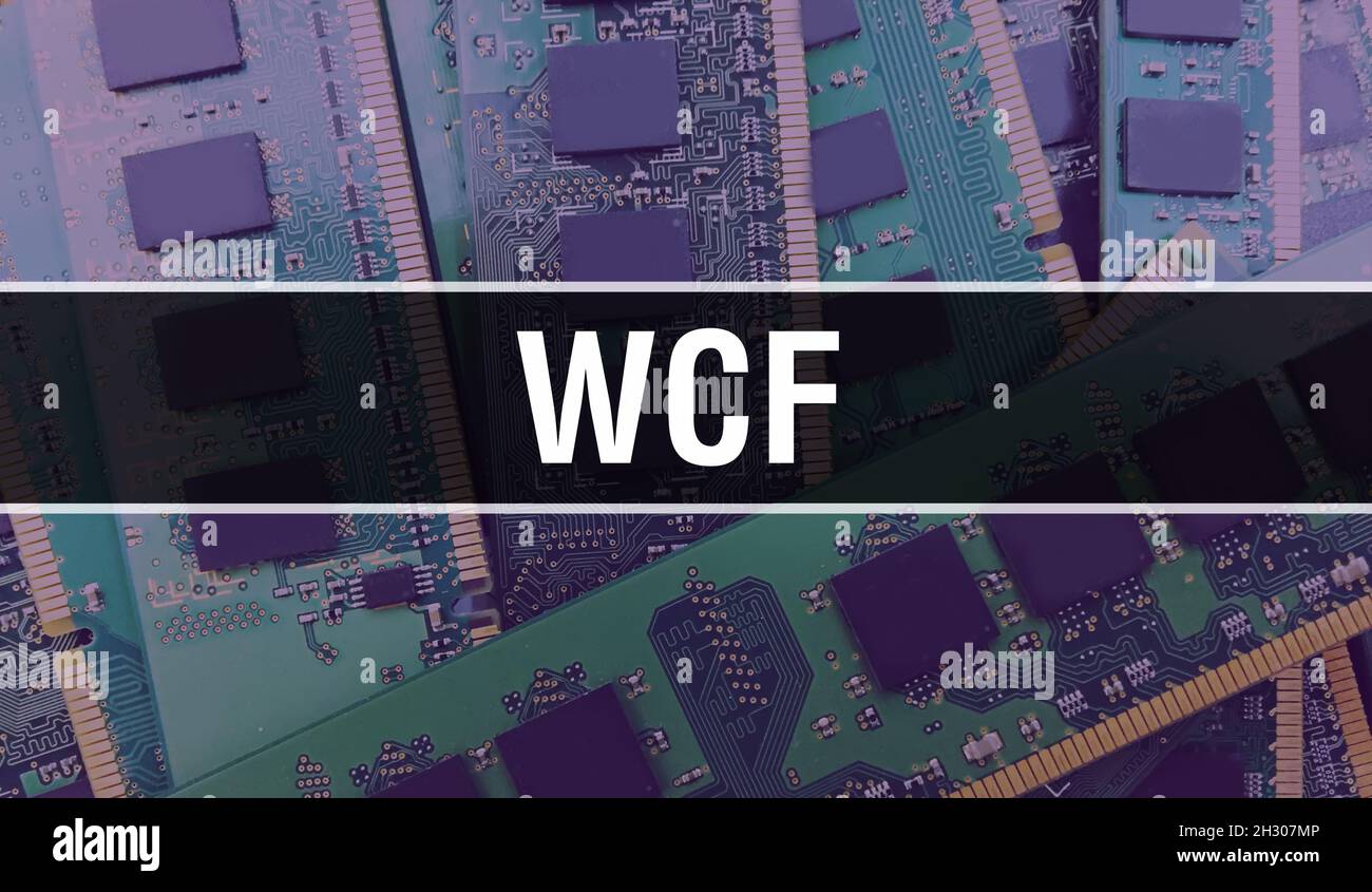 WCF text written on Circuit Board Electronic abstract technology ...