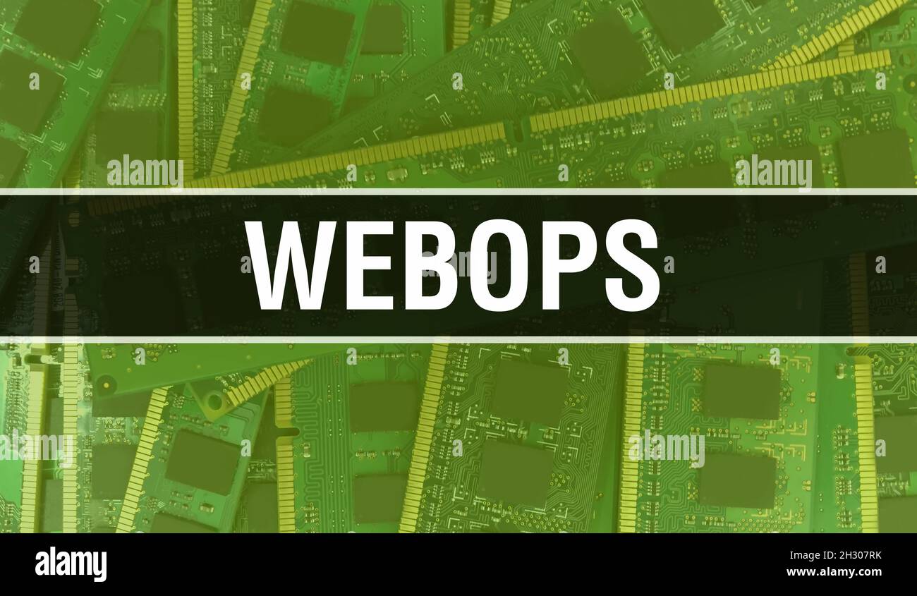 WebOps concept with Computer motherboard. WebOps text written on ...