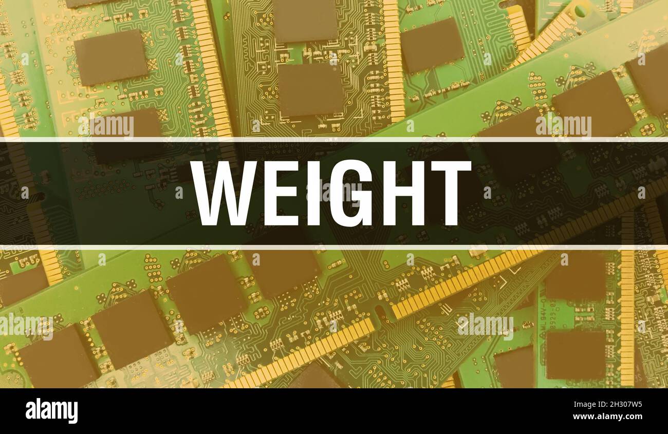 Weight concept illustration using Computer Chip in Circuit Board ...