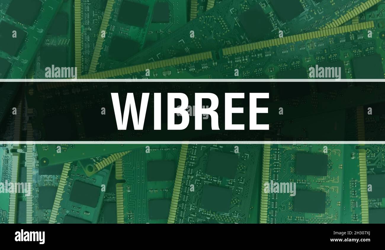 Wibree concept with Computer motherboard. Wibree text written on ...