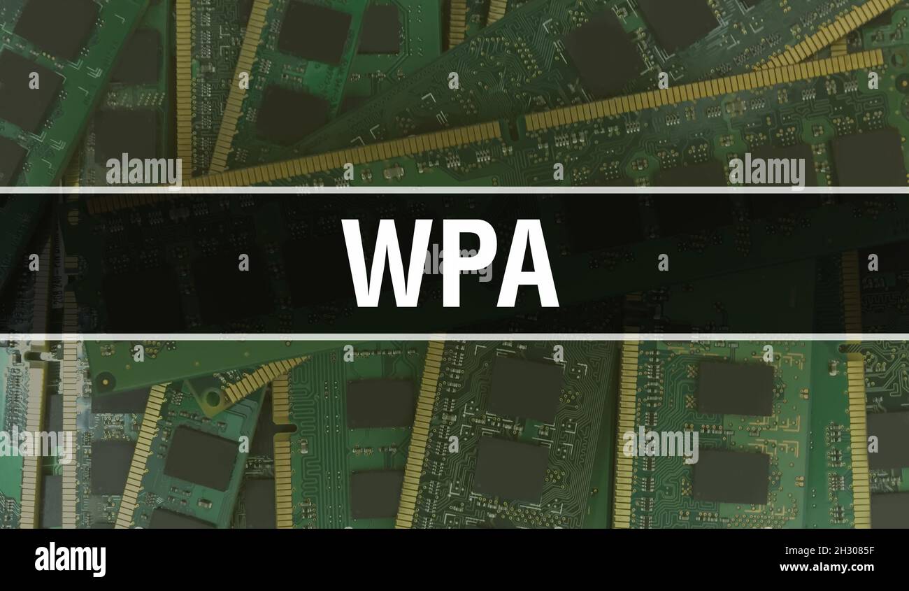 WPA concept with Computer motherboard. WPA text written on Technology ...