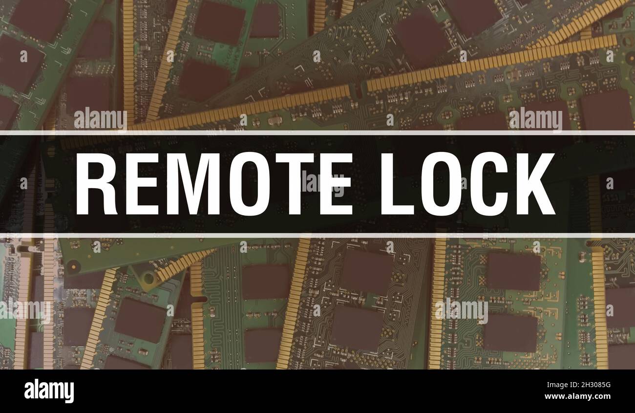 Remote Lock concept illustration using Computer Chip in Circuit Board ...